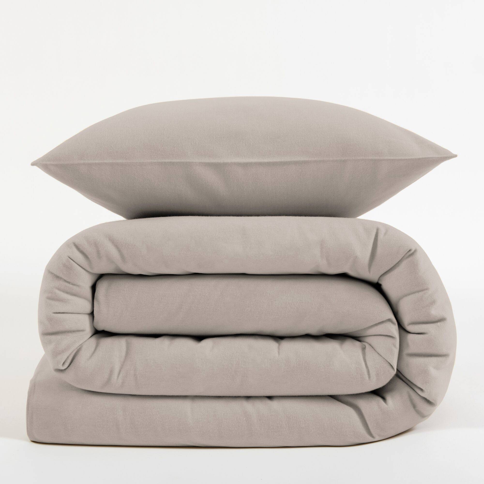 LASA HOME Housse de couette coton flanelle Livia - Lin - 260 x 240 cm ...