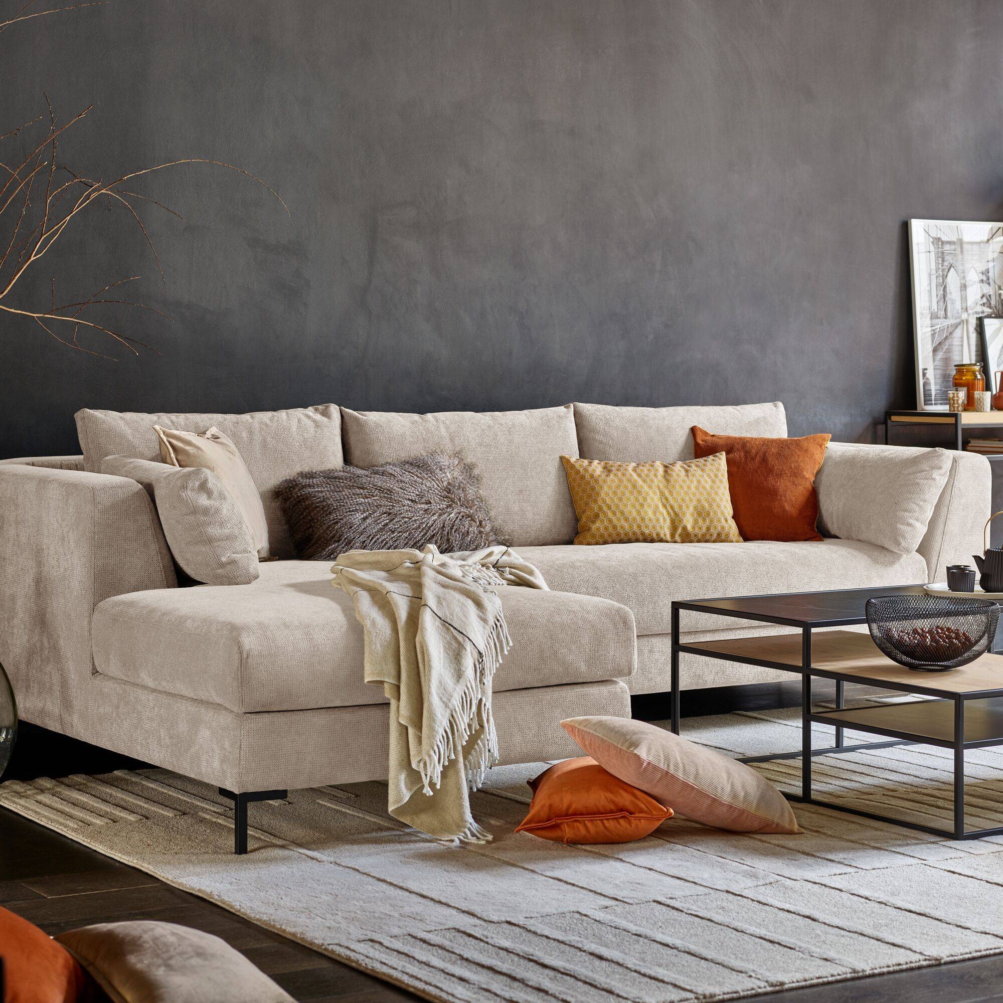 Canapé d'angle tissu Pornic CAMIF - Ivoire - Canapé angle gauche | Camif