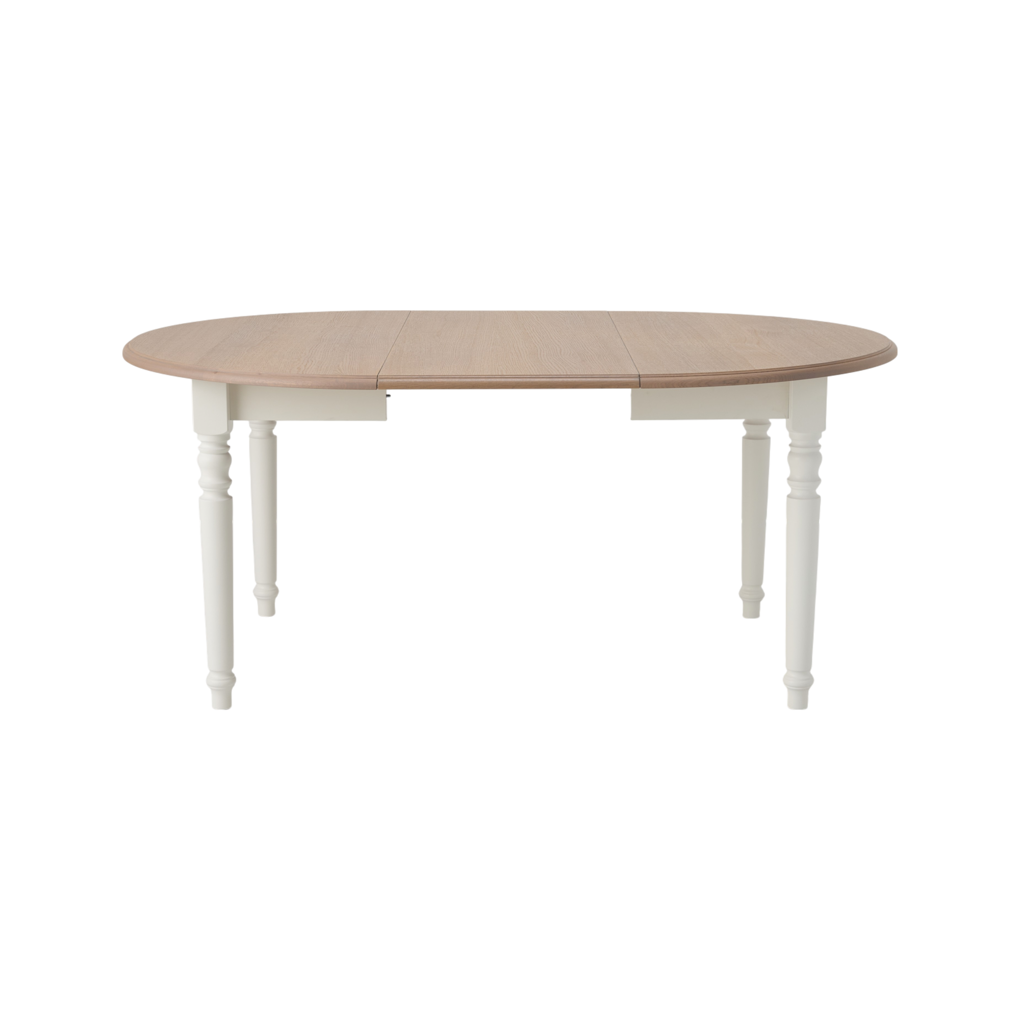 Table à manger ronde extensible blanc et bois 4 à 8 personnes Apolline ...