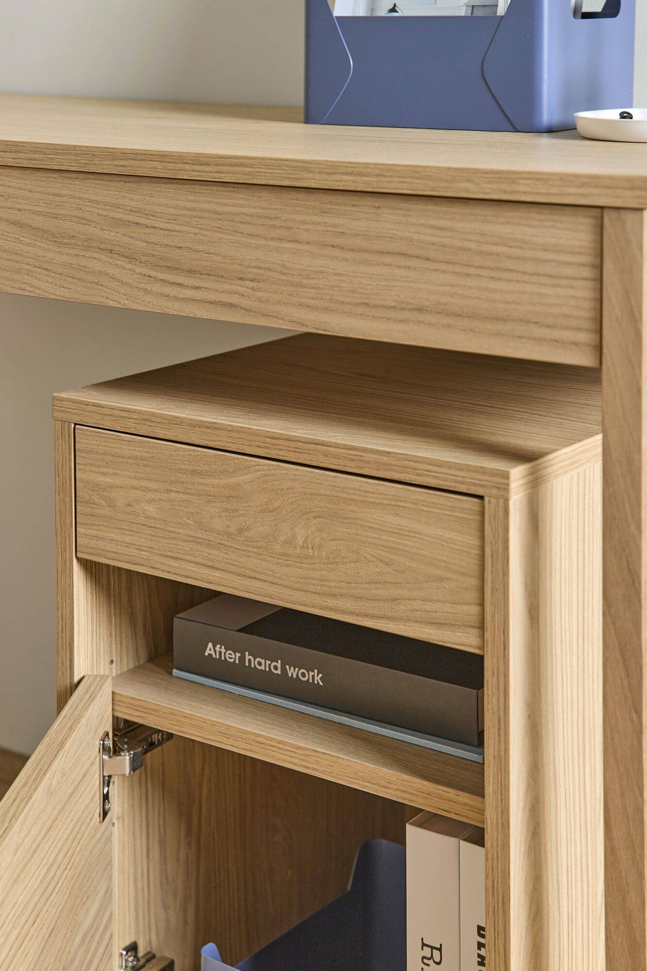 Caisson de bureau décor bois 1 tiroir 1 porte Simon | Camif