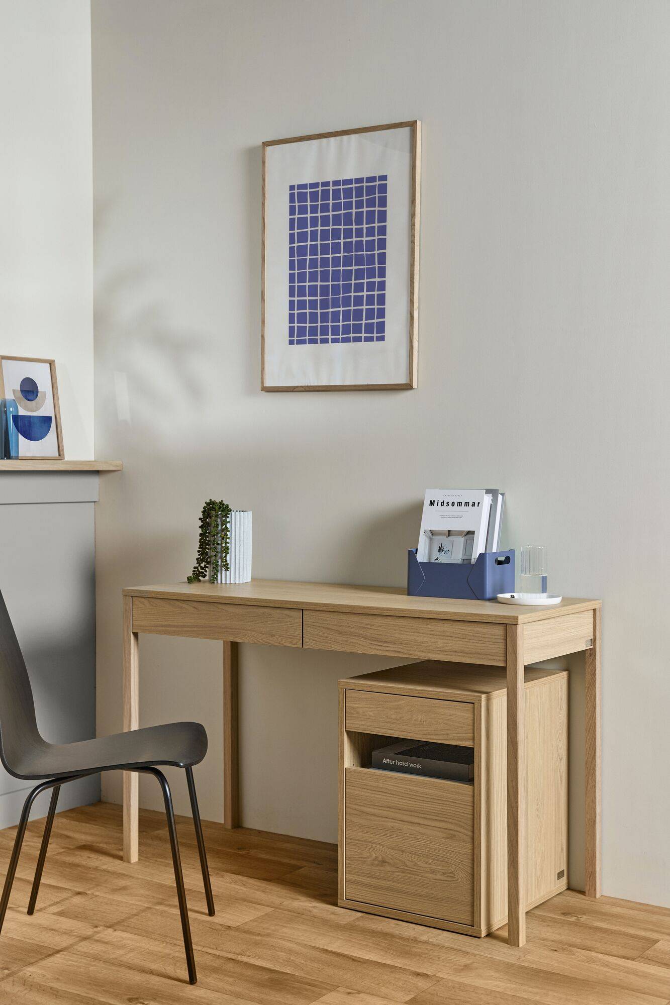 Caisson de bureau décor bois 1 tiroir 1 porte Simon | Camif