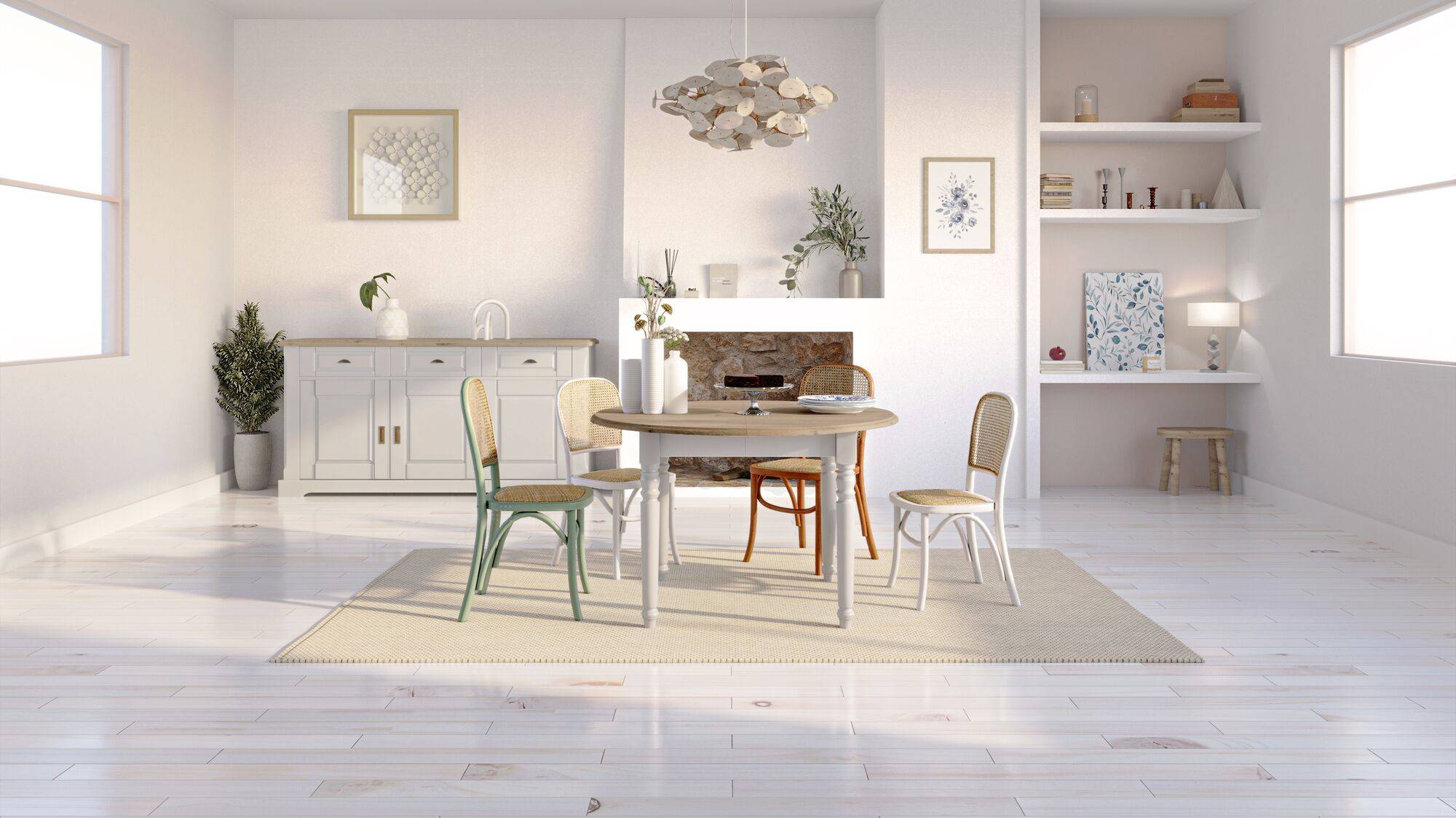 Table à manger ronde extensible bois 4 à 8 personnes Apolline CAMIF | Camif