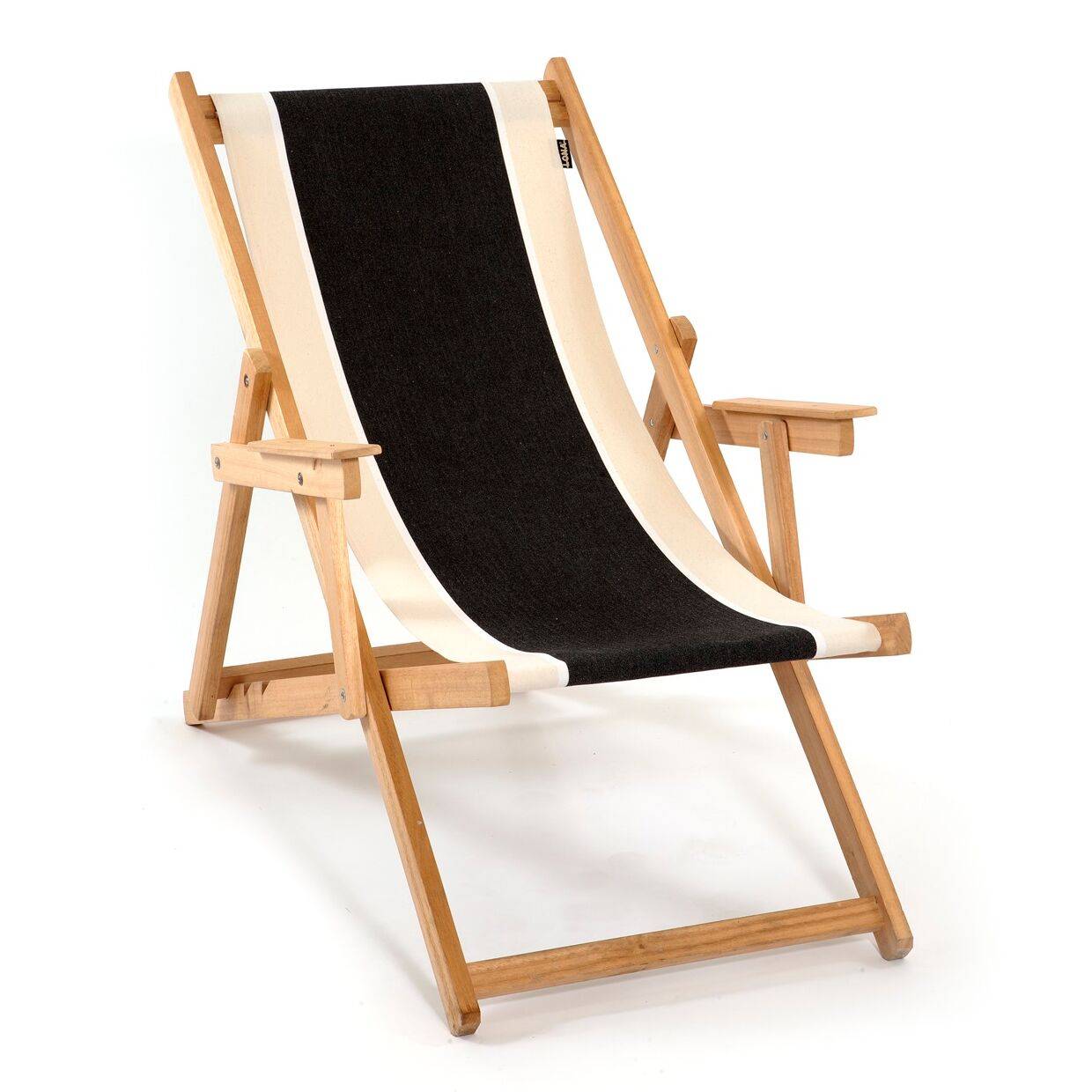 Chilienne Pliante avec Accoudoirs en Bois LONA - Noir/Blanc | Camif