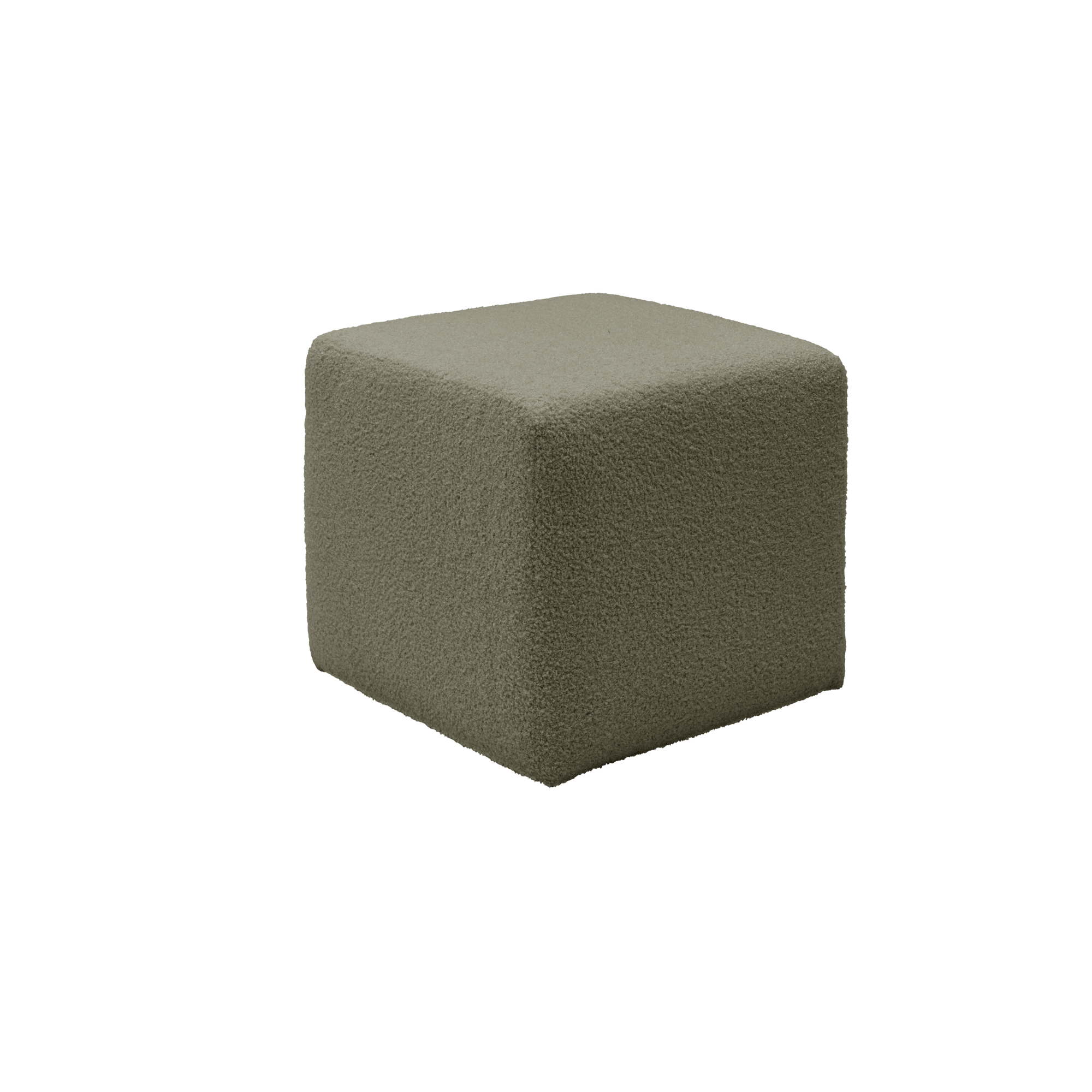 Pouf bouclette carré Ome - Vert Kaki | Camif
