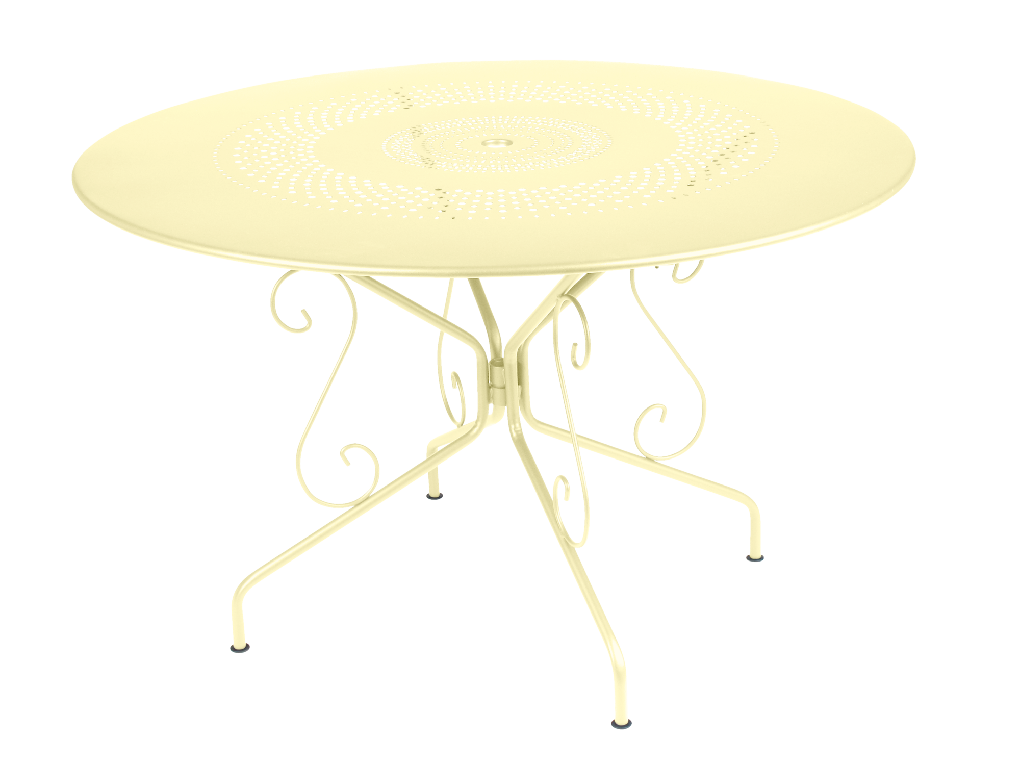 FERMOB Table Ronde Ø117 cm Montmartre en Acier - Citron Givré | Camif