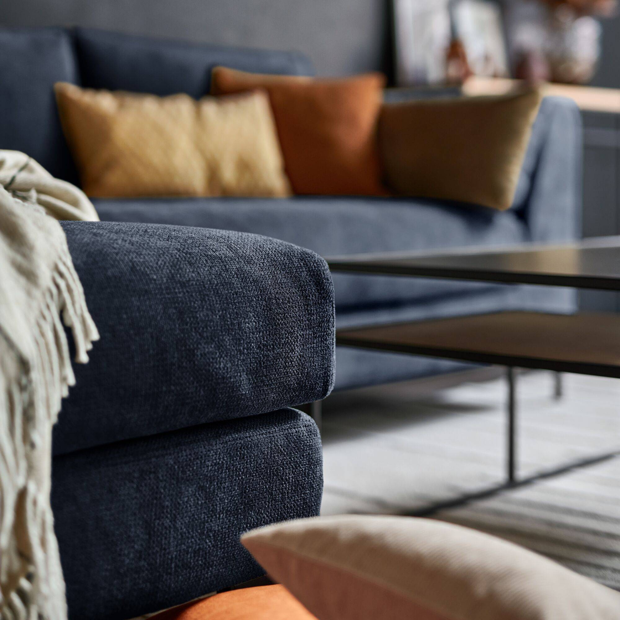 Canapé d'angle tissu Pornic - Bleu Marine - Canapé angle gauche | Camif