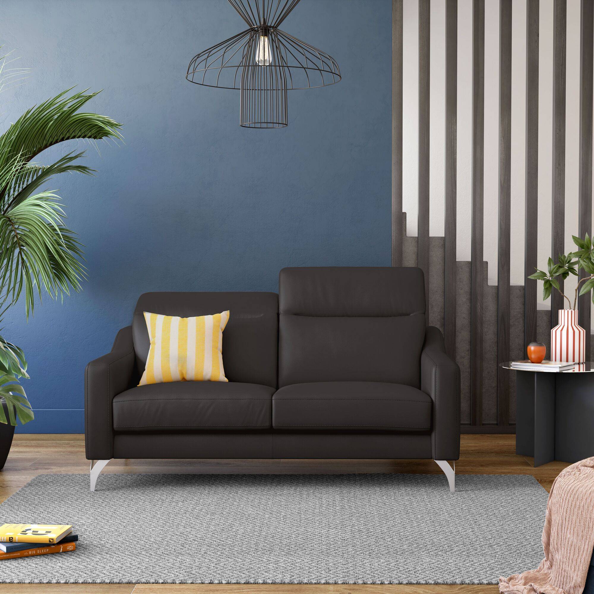 Canapé cuir têtières relevables Ben - Noir - 3 places | Camif