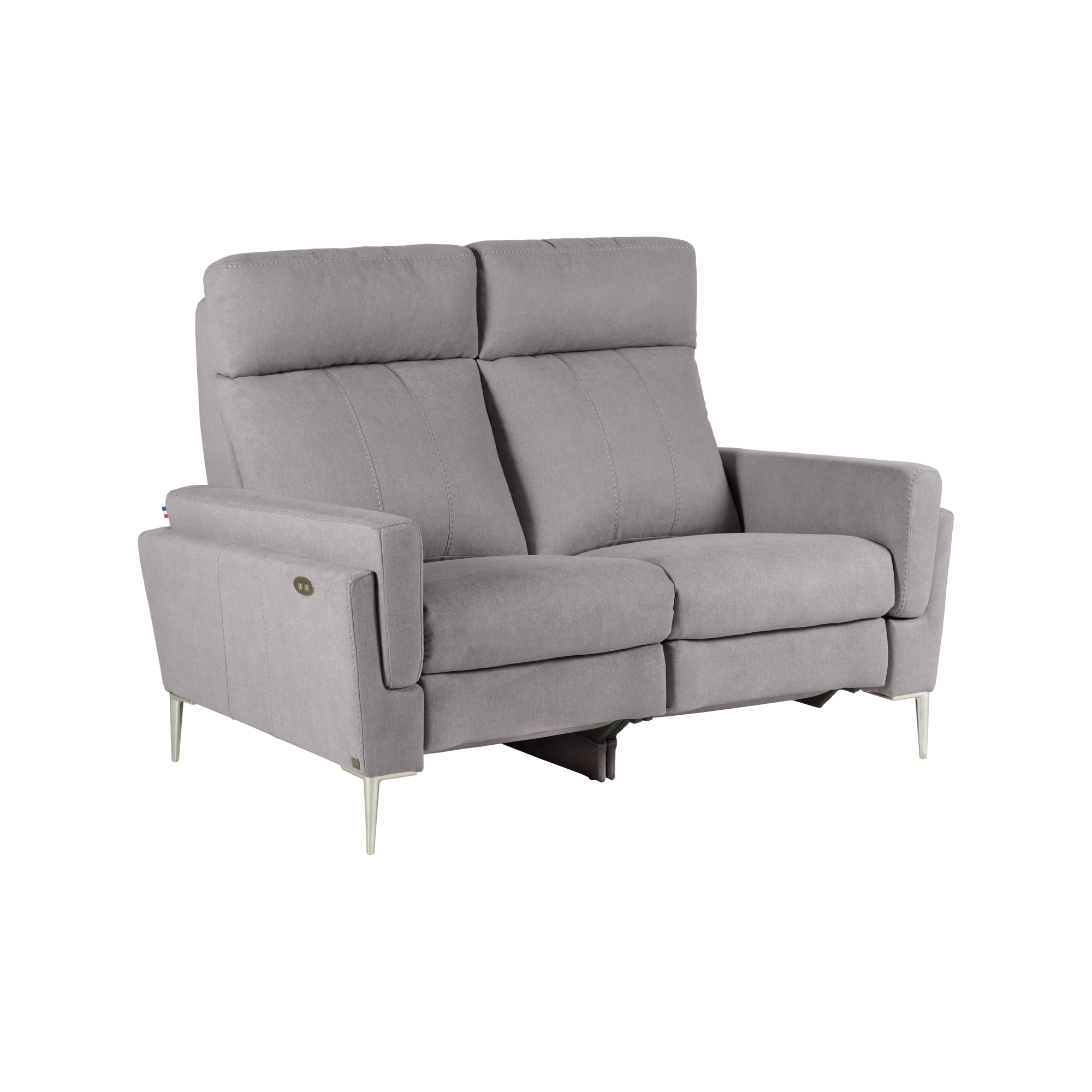 Canapé relax électrique tissu Boston - Gris Clair - 2 places | Camif