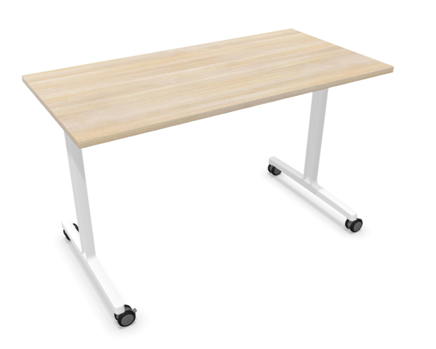 FLOKK Table rabattable U-Connect - Plateau Naturel/Pieds Blancs - 120 x ...