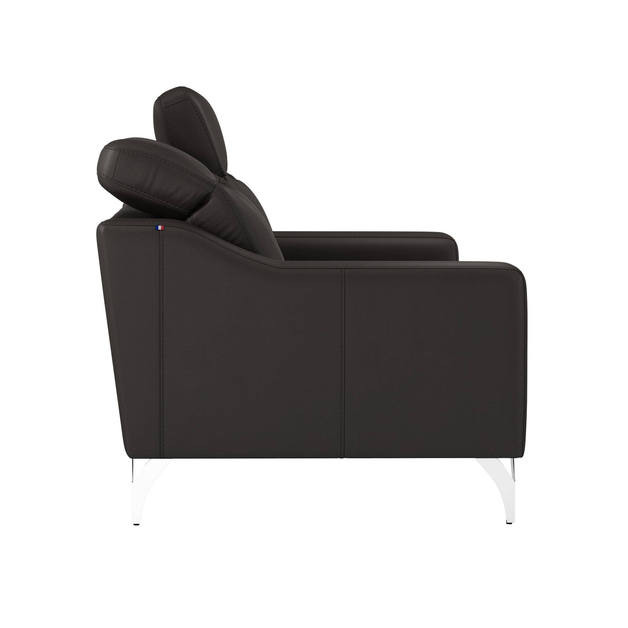 Canapé cuir têtières relevables Ben - Noir - 3 places | Camif