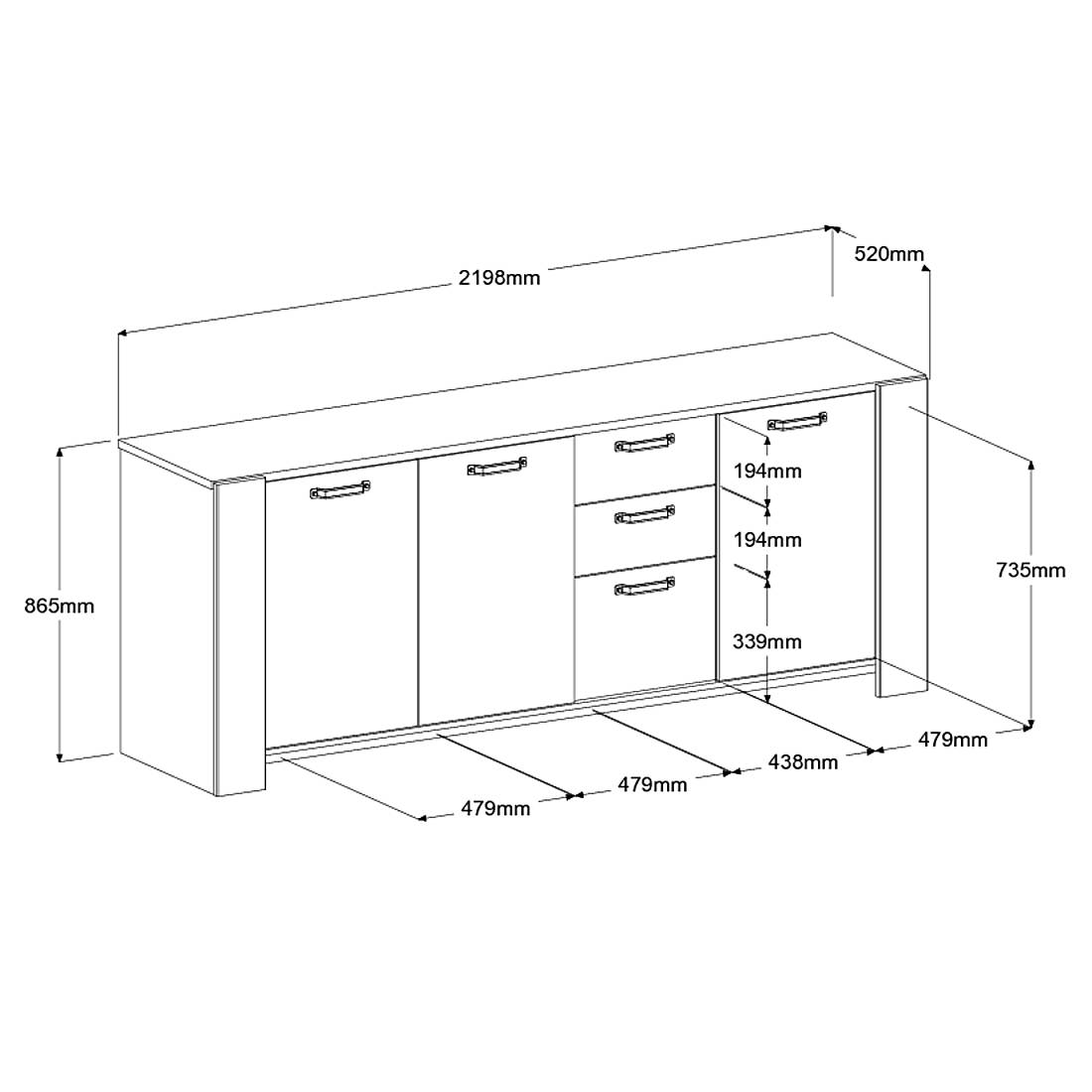 Buffet 3 portes Pippa