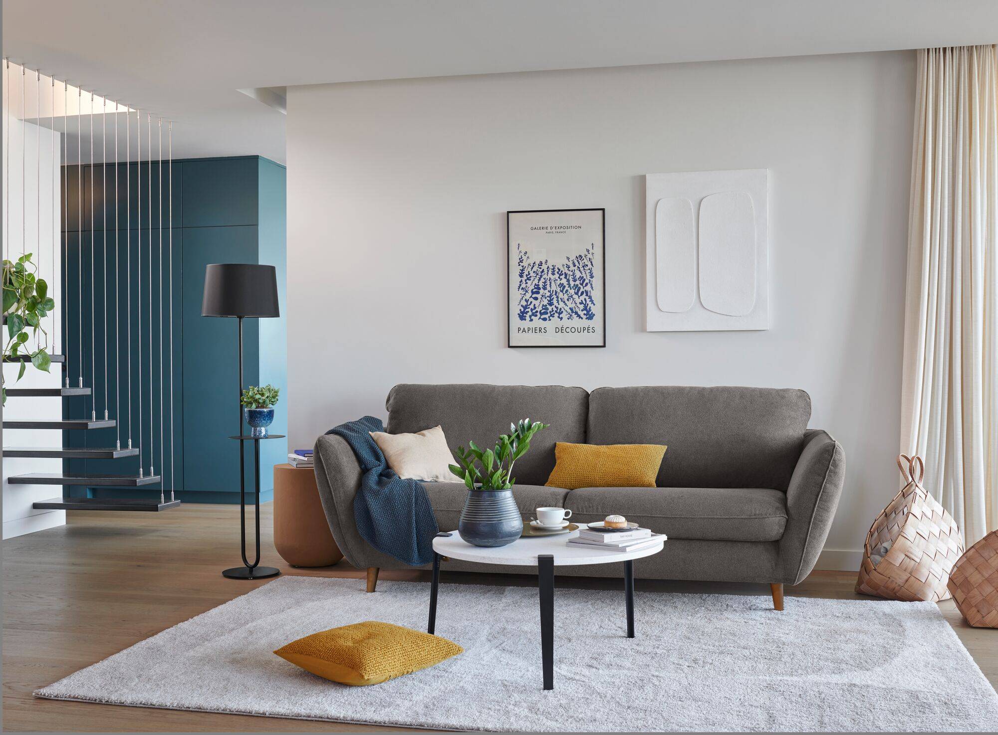 Canapé tissu structuré Persson - Gris - 3 places | Camif