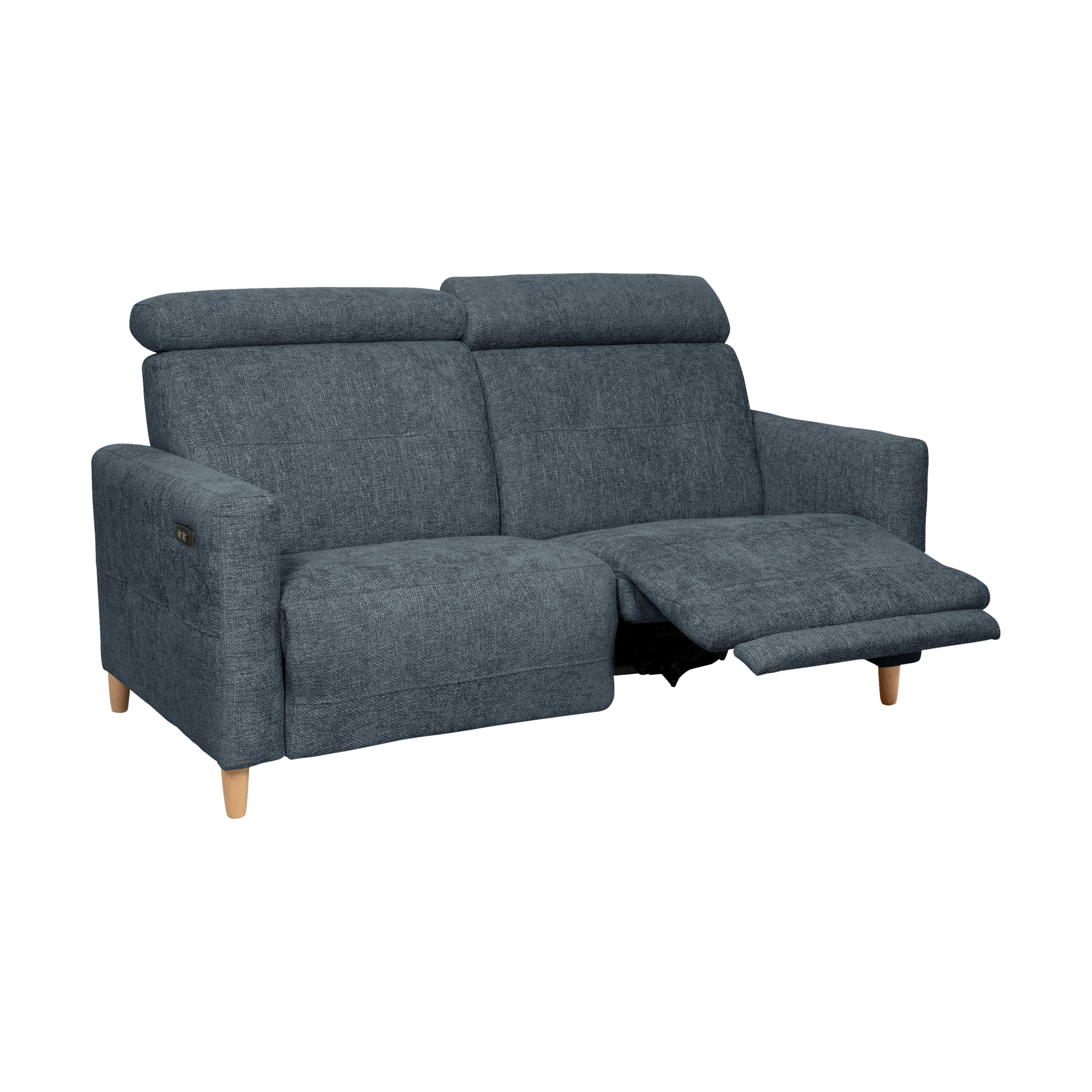 Canapé relax électrique tissu Chambord INNOV'STYLE - Bleu - Grand 2 ...