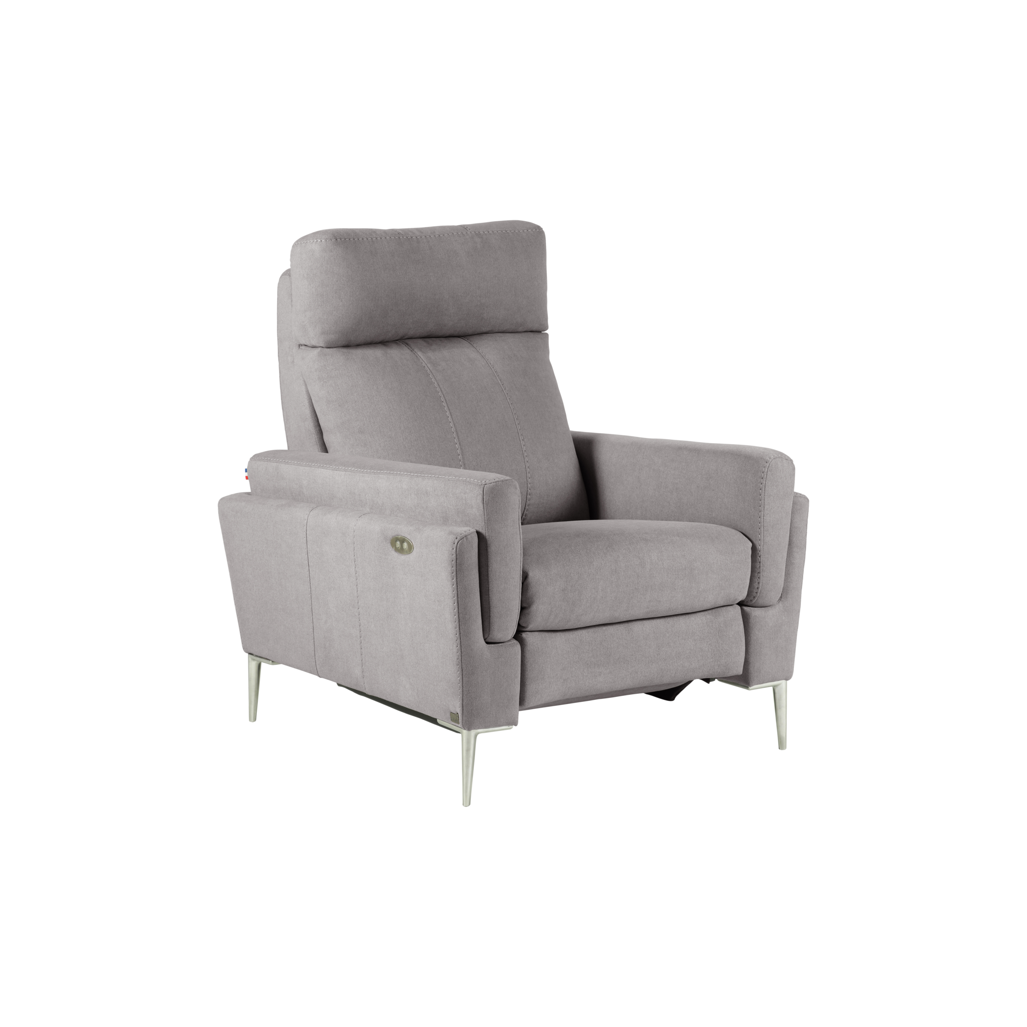 Fauteuil relax électrique tissu Boston - Gris Clair | Camif